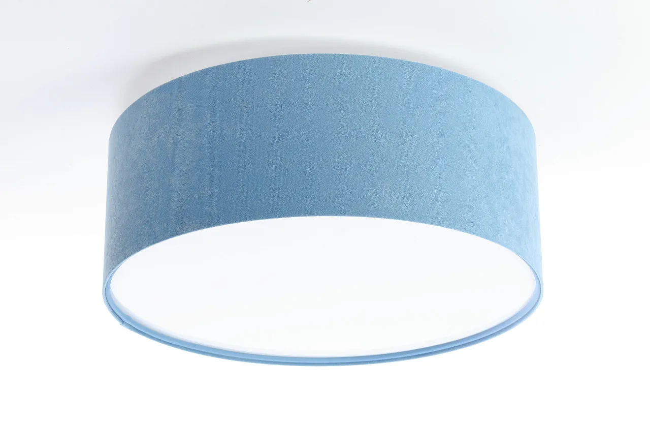 Modré Stropní Svítidlo Sálcová Lampa s Kulatým Velurovým Stínidlem